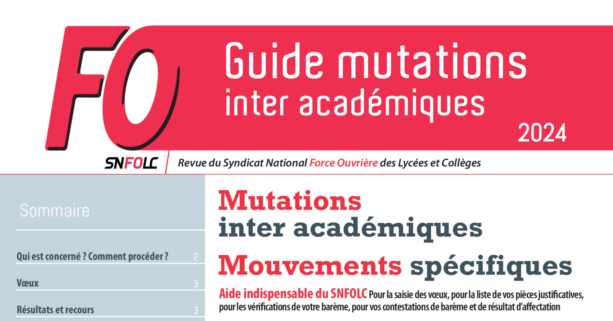 SNFOLC : Guide mutations inter-académiques 2023-2024